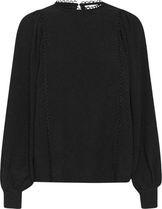 Kaffe Femme, Blouses et Chemises, Noir, Taille: 38 FR Blouse noire profonde en jersey avec manches bouffantes