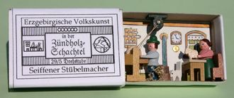 Rudolphs Schatzkiste Miniaturzündholzschachtel Drehstube BxH 5x4 cm NEU Seiffen Miniatur Zündholz Streichholz Holz Dekoration Erzgebirge Holzkunst
