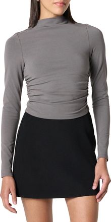 The Drop Ebony Mock Neck Long Sleeve Top Shirts, Tornado Grey, L