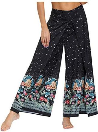 Generic Robes boh&egrave;me d&eacute;contract&eacute;es pour femmes, pantalon de yoga ample et ample pour femme, pantalon de combinaison ample, Noir, M