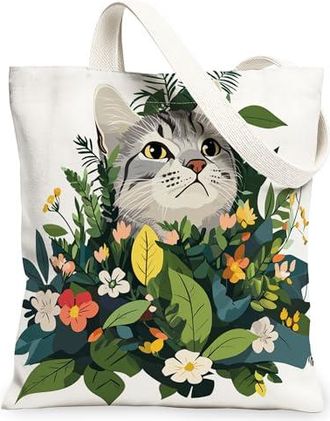 Generic Sac fourre-tout en toile motif chat britannique &agrave; poil court pour faire du shopping, 33 x 38,1 cm, sac d&eacute;picerie r&eacute;utilisable pour femme, joli motif d