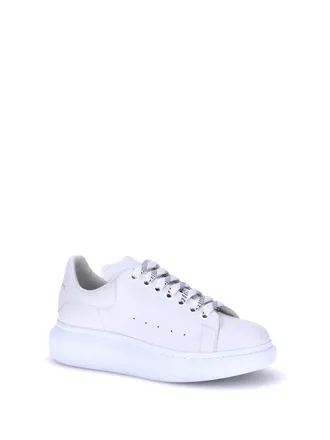 Alexander McQueen Mens Leather Sneakers White-White White/white