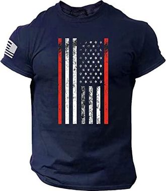 Generic T-shirt d&eacute;t&eacute; pour homme - Logo du drapeau am&eacute;ricain - T-shirt d&eacute;contract&eacute; &agrave; manches courtes - T-shirt classique d&eacute;contract&eacute; pour homme, 36951.00041666