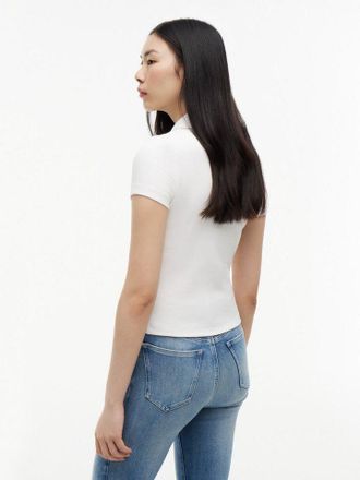 Tommy Jeans Poloshirt TJW SLIM RIB SCRIPT POLO Baumwollmischung, slim fit, figurbetont, in gerippter Struktur