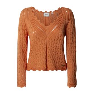 Pepe Jeans London Gewaschenes Orange L&auml;ssiger Pullover - - Knitwear - Damen - Orange - S