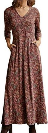 Onsoyours Femme Robe Pull À Col V Asymétrique Boutonné Manches Longue Elégant A-Ligne Taille Haute Robe DAffaire en Satin Robe Crayon Rouge XL