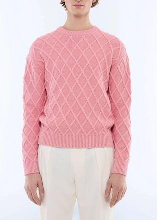 Fursac Pull col rond torsad&eacute; en laine et coton - Taille L - Homme