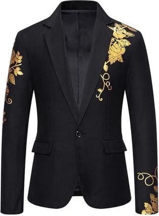 Generic Vestes de costume d&eacute;contract&eacute;es pour homme - 1 bouton - Manteaux de sport l&eacute;gers - Veste de costume pour homme, Noir, XXXL