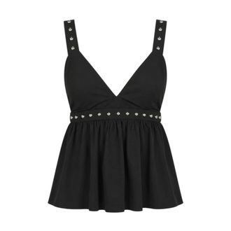 Liu Jo Besticktes Leinenoberteil - - Tops - Damen - Schwarzk - S