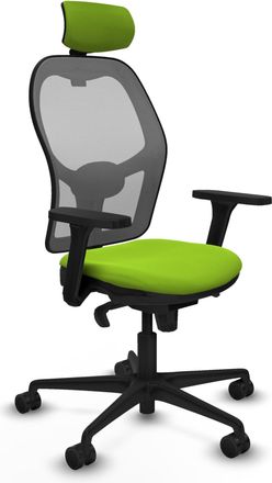 Piqueras y Crespo B&uuml;rostuhl mit 3D-Armen, h&ouml;henverstellbare Lendenwirbelst&uuml;tze und h&ouml;henverstellbares Kopfteil, Grau/Pistazie