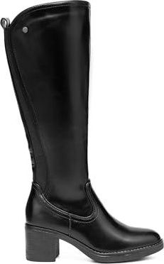 C'M Paris Bottes Femme Hautes Similicuir, Talon Carré Épais, Panneau Arrière Élastique (3023 Noir, Taille unique, Système Taille Chaussures EU, Adulte, Femme, N