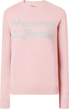 Saint Barth Femme, Pulls, Rose, Taille: 42 FR Maglia paricollo rosa scritta Vacanze DI Natale