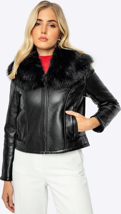 Wittchen Damen kurze schwarze &Ouml;ko-Lederjacke