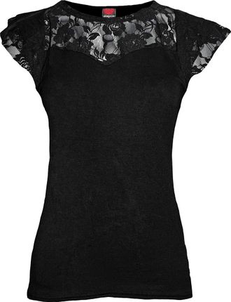 Spiral Damen Gothic Elegance-Lace Layered Cap Sleeve Top T-Shirt, Schwarz (Black 001), 46 (Herstellergröße: X-Large)