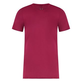 Rick Owens Homme, Tops, Rouge, Taille: S T-shirt en coton &agrave; encolure ras du cou c&ocirc;tel&eacute;e