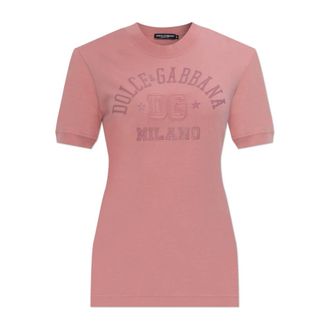 Dolce & Gabbana T-Shirt mit bedrucktem Logo - - Tops - Damen - Rosa - XS