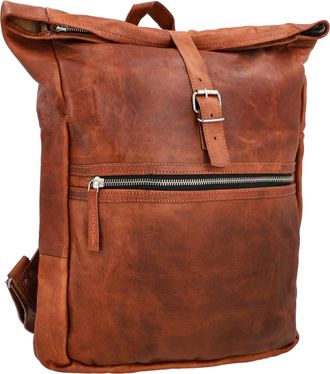 Gusti Rucksack Leder - Milo Damen Fahrradrucksack 13L Rolltop Laptoptasche Vintage Lederrucksack Kurierrucksack Wanderrucksack Backpack Unirucksack 15 Zoll 