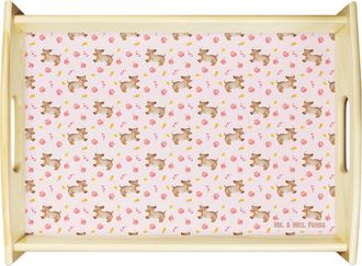 Mr. & Mrs. Panda Tablett Hund Dackel - Geschenk, aus Holz, Dachshund, serviertablett, Hunde, Holztablett, Spr&uuml;che, Bett