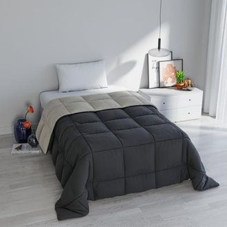 Italian Bed Linen ELEGANT Wintersteppdecke, Dunkelgrau/Hellgrau, 170x260cm