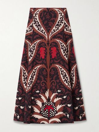 Johanna Ortiz Encanto De Isla Midirock Aus Bedrucktem Twill Mit Recycelten Fasern - Schwarz