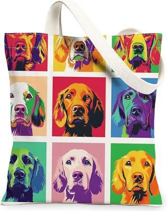Generic Sac fourre-tout en toile Pop Art motif chien Setter irlandais 33 x 38,1 cm, motif chiot abstrait amusant et amusant pour femme, animal de compagnie, p