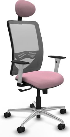 Piqueras y Crespo Schreibtischstuhl mit Rollen in Rosa Zulema mit wei&szlig;en und schwarzen Armlehnen, h&ouml;henverstellbare Lendenwirbelst&uuml;tze und festes Kopfteil, ausgestattet