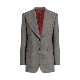 Dolce & Gabbana Check Raschel Tweed Jacke - - Jackets - Damen - Grau - XS
