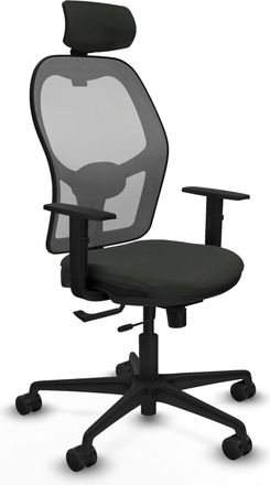 Piqueras y Crespo Ergonomischer Stuhl, Schwarz, mit 1D-Armlehnen, h&ouml;henverstellbare Lendenwirbelst&uuml;tze und h&ouml;henverstellbares Kopfteil und Neigungsverstellung, ausgesta