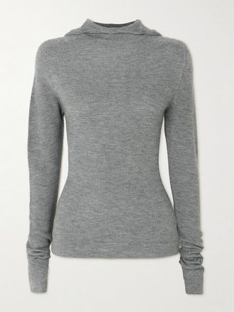 Frankie Shop Danae Kapuzenpullover In Rippstrick - Grau