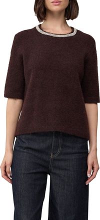 s.Oliver Softer Kurzarm-Pullover aus Wollmix mit Schmuck-Detail