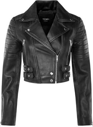Infinity Leather Veste Courte Pour Dames Noir Body Court Top Gothique Chic Motard Veste en Cuir V&eacute;ritable 3XL