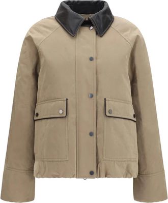 Brunello Cucinelli Gesteppte Daunenjacke mit Lederkragen - - Jackets - Damen - Beige - L