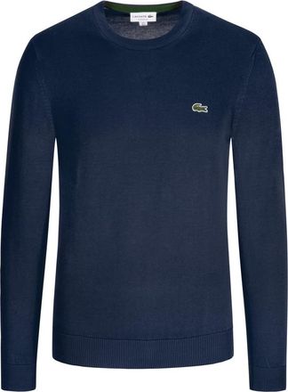 Lacoste Glattstrick-Pullover mit kleinem Krokodil-Aufn&auml;her, Regular Fit in