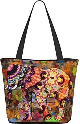 AOOEDM Sac shopping pour femme &eacute;l&eacute;phant color&eacute; 33 x 28 x 19 cm. Le cadeau parfait pour la Saint-Valentin. Cest de la Saint-Valentin pour maman, fille, &eacute;pouse