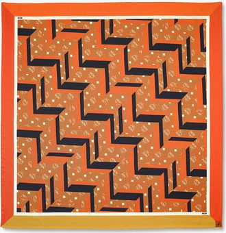 MCM Halstuch aus Bio-Seide mit Mega-Fischgrätmuster-Print