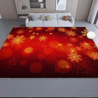 Generic Rouge Tapis Vintage, Tapis Petit Lavable en Machine avec Dos Antid&eacute;rapant, 160 x 230 cm Carpet No&euml;l F&ecirc;tes Art D&eacute;co Imprim&eacute; pour Entr&eacute;e Couloir et Corr