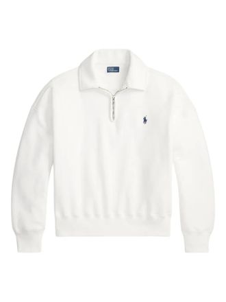 Polo Ralph Lauren sweat &agrave; col zipp&eacute; et &agrave; logo - Blanc