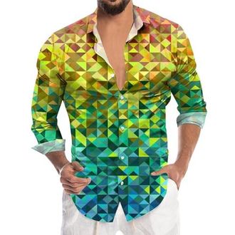 Generic Chemise pour homme style ann&eacute;es 60 &agrave; revers Disco Fever Tenue ample pour carnaval Coupe r&eacute;guli&egrave;re Costume d&eacute;contract&eacute; classique Streetwear, 056 Jaune,