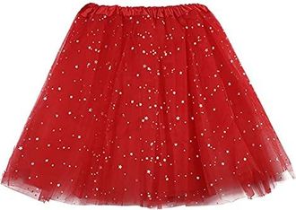 Generic Jupe Paillette Femme Short Sequin Jupe Tutu avec Paillettes Trois &Eacute;toiles pour Danse Adultes, Jupe Mesh pour Performance
