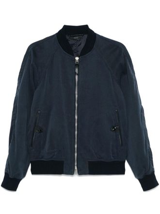 Tom Ford veste zippée à patch logo - Bleu