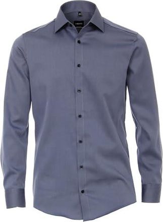 Venti Chemise en serg&eacute; pour homme - Couleur unie - Manches extra longues - 72 cm - Coupe moderne, Bleu fonc&eacute; gris., 42