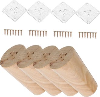 DOITOOL 4 St&uuml;ck Massive Holz m&ouml;belf&uuml;&szlig;e Gerade Betten Schrankbeine Stabile Sofaf&uuml;&szlig;e mit Montageplatten und Schrauben Robuste Ersatzf&uuml;&szlig;e f&uuml;r M&ouml;bel Vielseitig f&uuml;