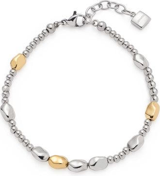 Leonardo Armband Veja - Arm-Schmuck aus bicolorfarbenem Edelstahl - unregelm&auml;&szlig;ig gesetzte Nuggets in gold und silber - 18,5-21 cm L&auml;nge - Schmuck Geschenk f&uuml;r 