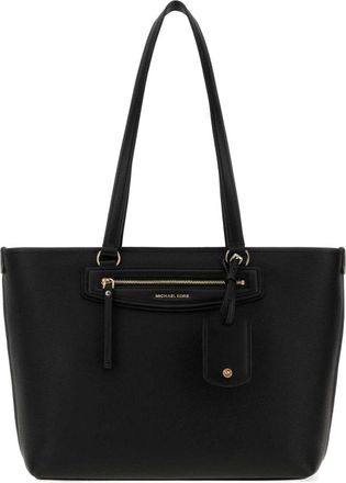 Michael Kors Jet Set Travel Medium Pebbled Leather Tote - Femme - Sacs - Noir - Taille: ONE Size