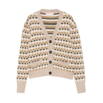 Marni Femme, Pulls, Beige, Taille: 36 FR Cardigan &agrave; col en V &agrave; motif g&eacute;om&eacute;trique