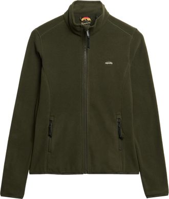 Superdry Damen Polar Fleecejacke mit durchgehendem Reißverschluss Army Kaki Grün 36