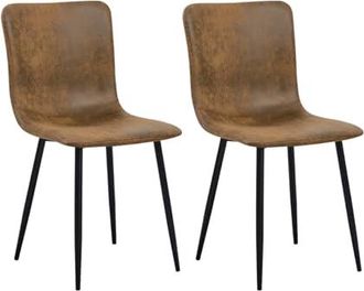 Furniture R Esszimmerstuhl 2er Set, Küchenstuhl mit Kunstlederbezug und schwarzen Metallbeinen, Polsterstuhl im Industrial Design, Sitzhöhe 46 cm, 40×38×86 cm für