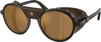 Polo Ralph Lauren Homme, Accessoires, Brun, Taille: 52 MM Lunettes de soleil rondes