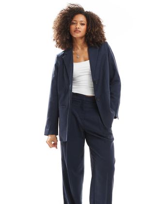 Vero Moda Blazer densemble habillé à chevrons - Bleu marine