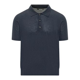 Dsquared2 Short-Sleeve Knit Polo - - Tops - Herren - Blau - M